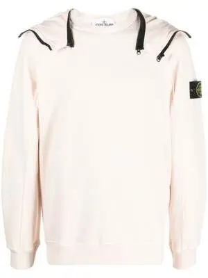 Stone Island Logo-patch Long-sleeve Hoodie - Pink
