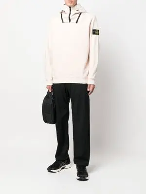 Stone Island Logo-patch Long-sleeve Hoodie - Pink