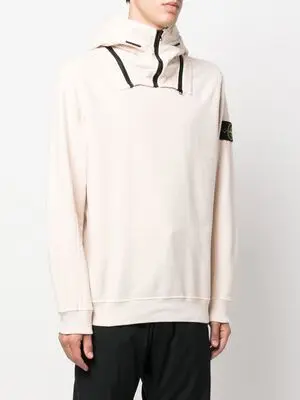 Stone Island Logo-patch Long-sleeve Hoodie - Pink