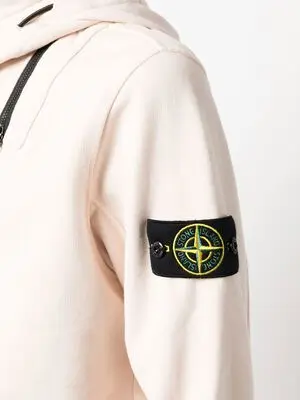 Stone Island Logo-patch Long-sleeve Hoodie - Pink