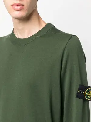 Stone Island Compass Patch Jumper - Green