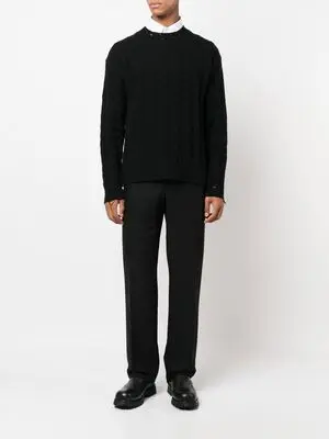 LANEUS Cable-knit Crew Neck Sweater