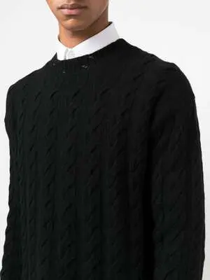 LANEUS Cable-knit Crew Neck Sweater