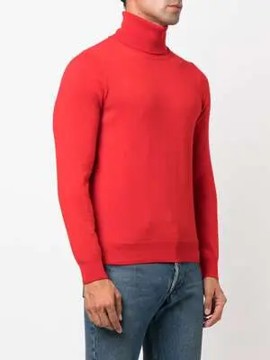 Malo Cashmere Roll-neck Jumper - Red