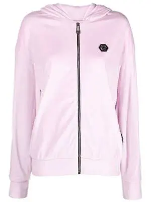 Philipp Plein Logo Patch Zip Hoodie