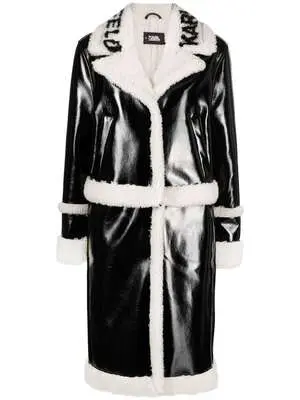 KARL LAGERFELD Karl Lagerfeld Faux Shearling Trimmed Coat