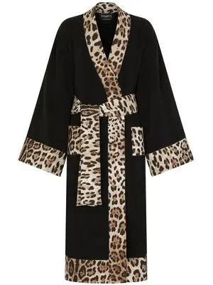 Dolce & Gabbana Cotton Terry Bath Robe - Black