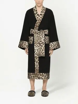 Dolce & Gabbana Cotton Terry Bath Robe - Black