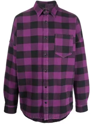 Palm Angels Logo-print Checked Shirt - Purple