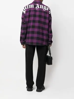 Palm Angels Logo-print Checked Shirt - Purple