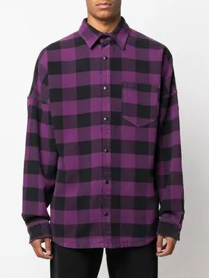 Palm Angels Logo-print Checked Shirt - Purple