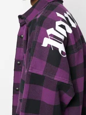 Palm Angels Logo-print Checked Shirt - Purple
