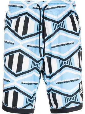 COUNTY OF MILAN Marcelo Burlon Patterned Track Shorts - Blue