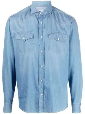 Brunello Cucinelli Long-sleeved Denim Shirt - Blue