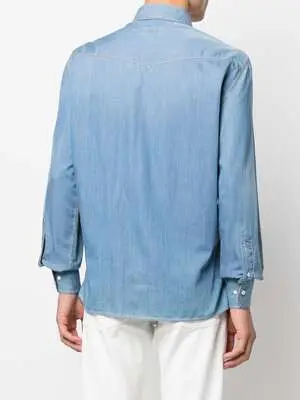 Brunello Cucinelli Long-sleeved Denim Shirt - Blue