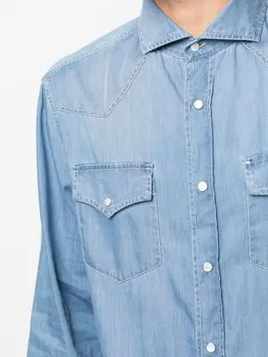 Brunello Cucinelli Long-sleeved Denim Shirt - Blue