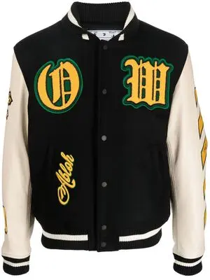 Off-White Logo-patch Varsity Jacket - Black