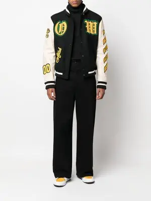 Off-White Logo-patch Varsity Jacket - Black