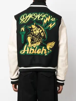 Off-White Logo-patch Varsity Jacket - Black