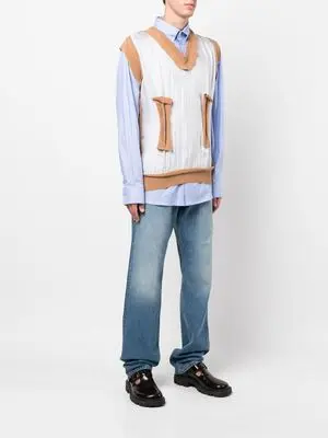 MAISON MARGIELA Spliced Knit-detail Shirt