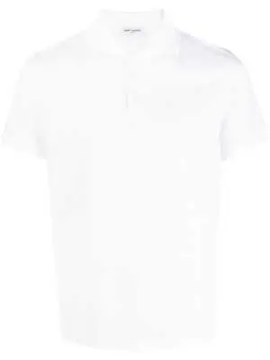 Saint Laurent Logo-embroidered Short-sleeved Polo Shirt - White
