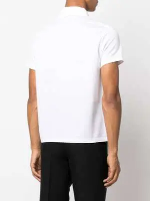 Saint Laurent Logo-embroidered Short-sleeved Polo Shirt - White