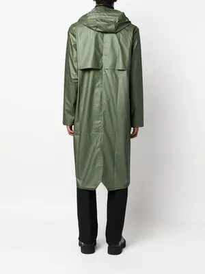 Rains Long Hooded Raincoat - Green