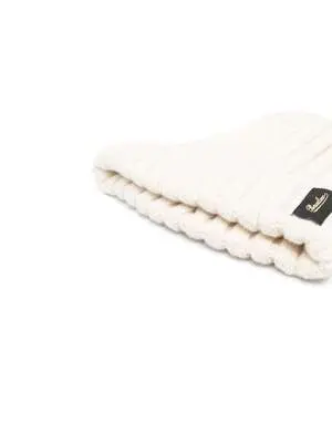 Borsalino Logo-patch Ribbed Cashmere Beanie - White