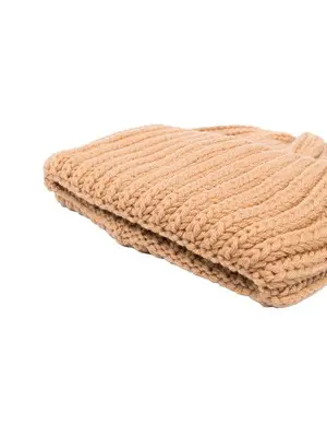 Borsalino Logo-patch Ribbed Virgin Wool Beanie