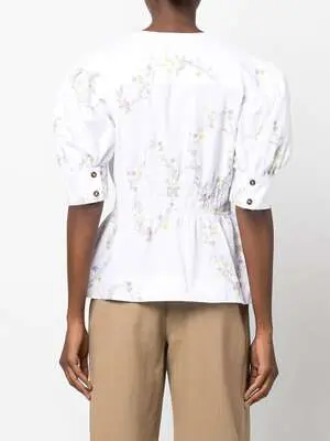 GANNI Floral-print Peplum Blouse