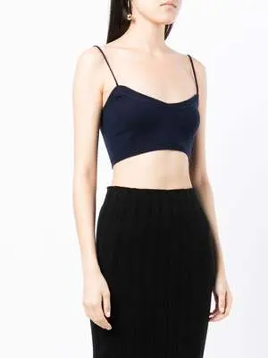 Cashmere In Love Evie Knitted Cropped Top - Blue