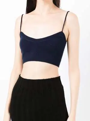 Cashmere In Love Evie Knitted Cropped Top - Blue