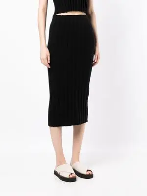 Cashmere In Love Lenny Ribbed-knit Skirt - Black