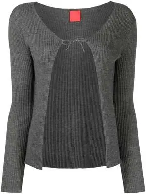Cashmere In Love Lizzie Ribbed-knit Cardigan - Grey