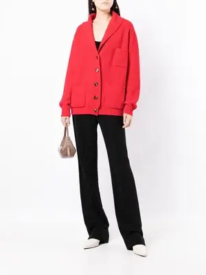Cashmere In Love Ribbed-knit Buttoned Cardigan - Red
