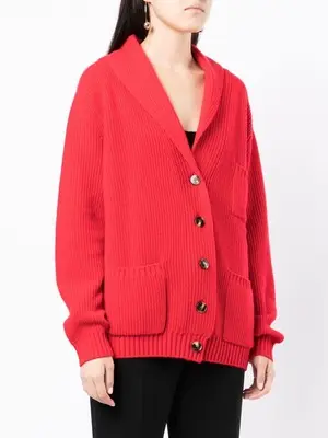 Cashmere In Love Ribbed-knit Buttoned Cardigan - Red