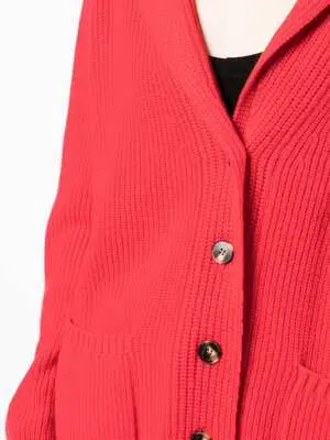 Cashmere In Love Ribbed-knit Buttoned Cardigan - Red