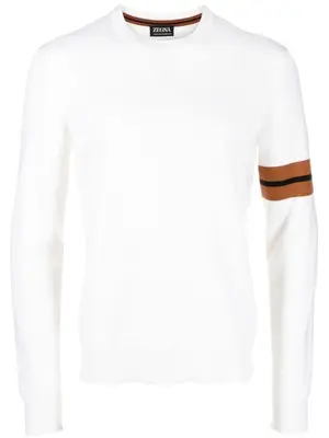 Zegna Side Stripe Detail Sweater - White
