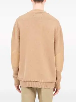 MAISON MARGIELA V-neck Elbow-patch Cardigan - Neutrals