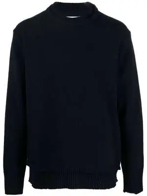 MAISON MARGIELA Elbow-patch Knitted Jumper - Blue