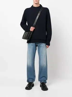 MAISON MARGIELA Elbow-patch Knitted Jumper - Blue