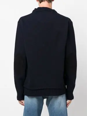 MAISON MARGIELA Elbow-patch Knitted Jumper - Blue