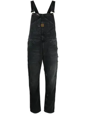 WASHINGTON DEE-CEE Logo-patch Denim Dungarees - Black