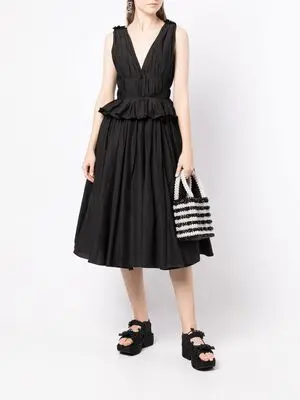 PUSHBUTTON V-neck Midi Dress