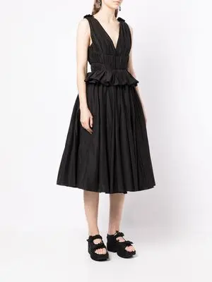 PUSHBUTTON V-neck Midi Dress