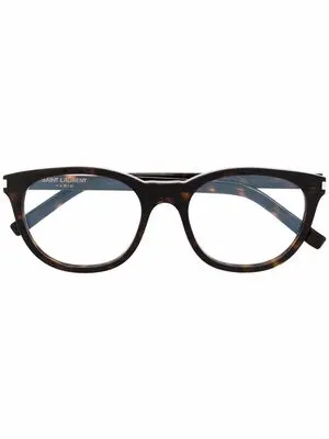 Saint Laurent Tortoise Shell Round Frame Glasses - Brown