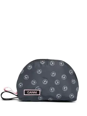 GANNI Smiley-print Makeup Bag