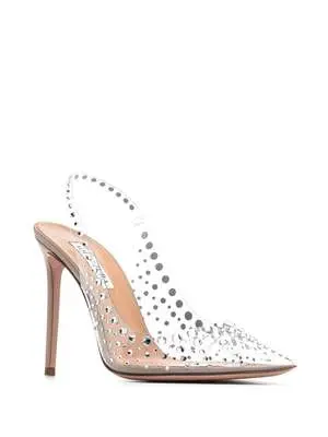 AQUAZZURA Starburst 105mm Pointed-toe Pumps - Neutrals