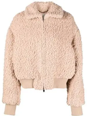 Stella McCartney Softly Textured Cropped Bomber Jacket