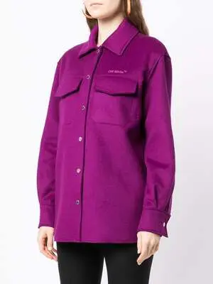 Off-White Logo-embroidered Shirt Jacket - Purple